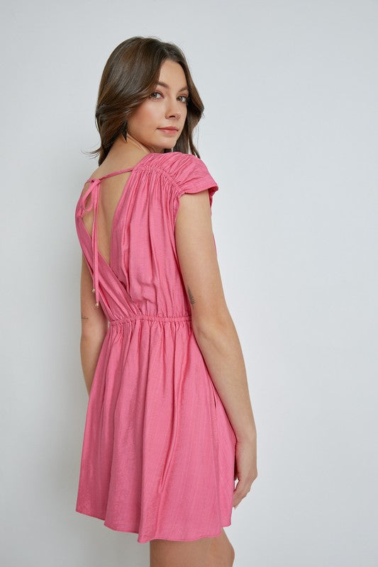 Metal Beaded Drawstring Wrap Dress Doll Pink – Luxe by the Sea
